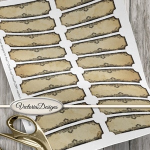 Blank Narrow Labels Printable Add Text Blank Digital Download Gothic ...