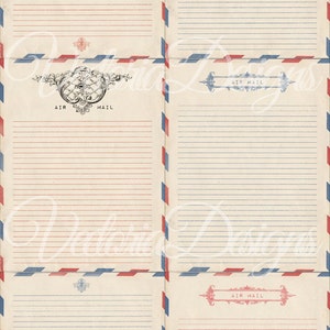 Air Mail Paper Pack, Digital Paper Pack, Printable Paper Pack, Vintage ...