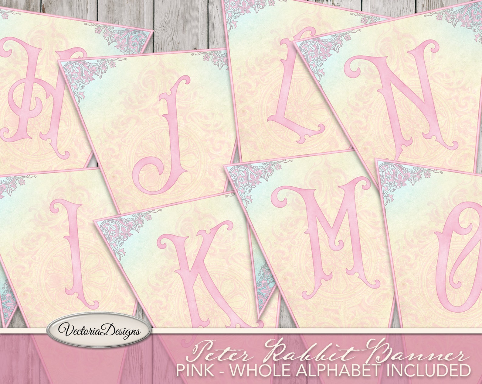 Peter Rabbit Banner Pink Printable Bunting Beatrix Potter Baby | Etsy