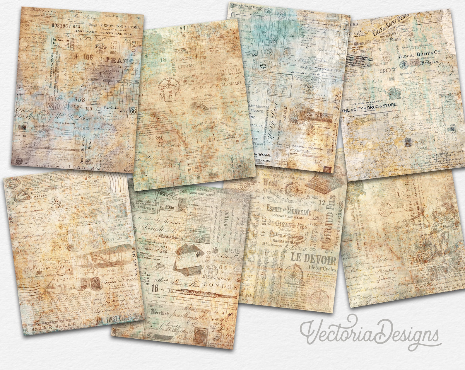 Vintage Ephemera Paper Pack, Vintage Paper Pack, Ephemera Papers ...