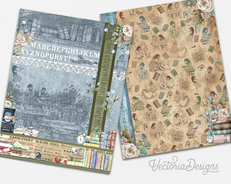 Book Lover Paper Pack Printable Paper Pack Digital Paper | Etsy