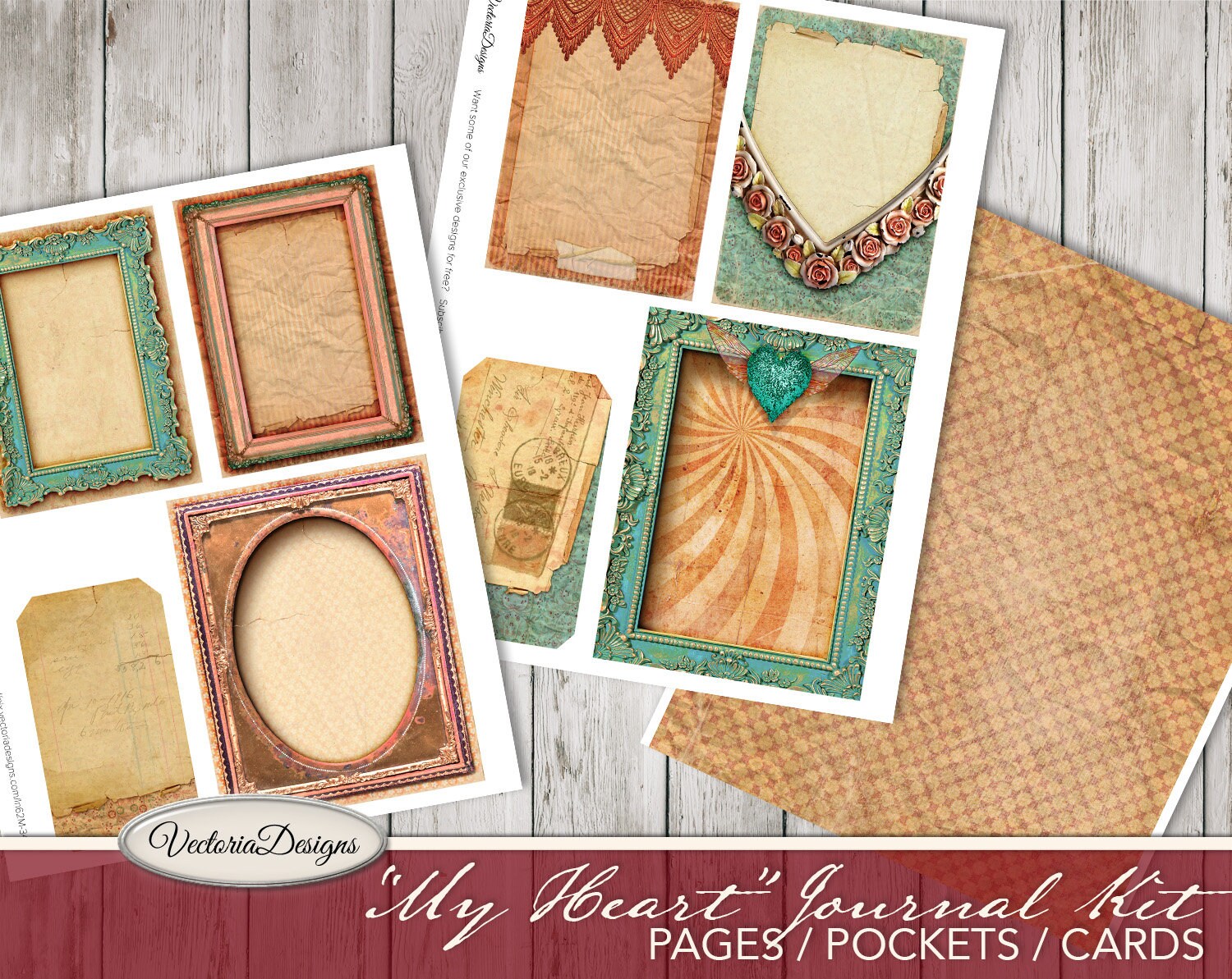 My Heart Journal Kit, Valentines Day Junk Journal Kit, Printable Junk ...