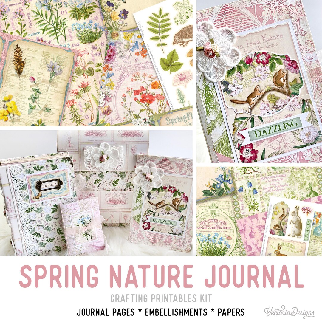 Spring Nature Journal Crafting Printables Kit, Spring Junk Journal ...