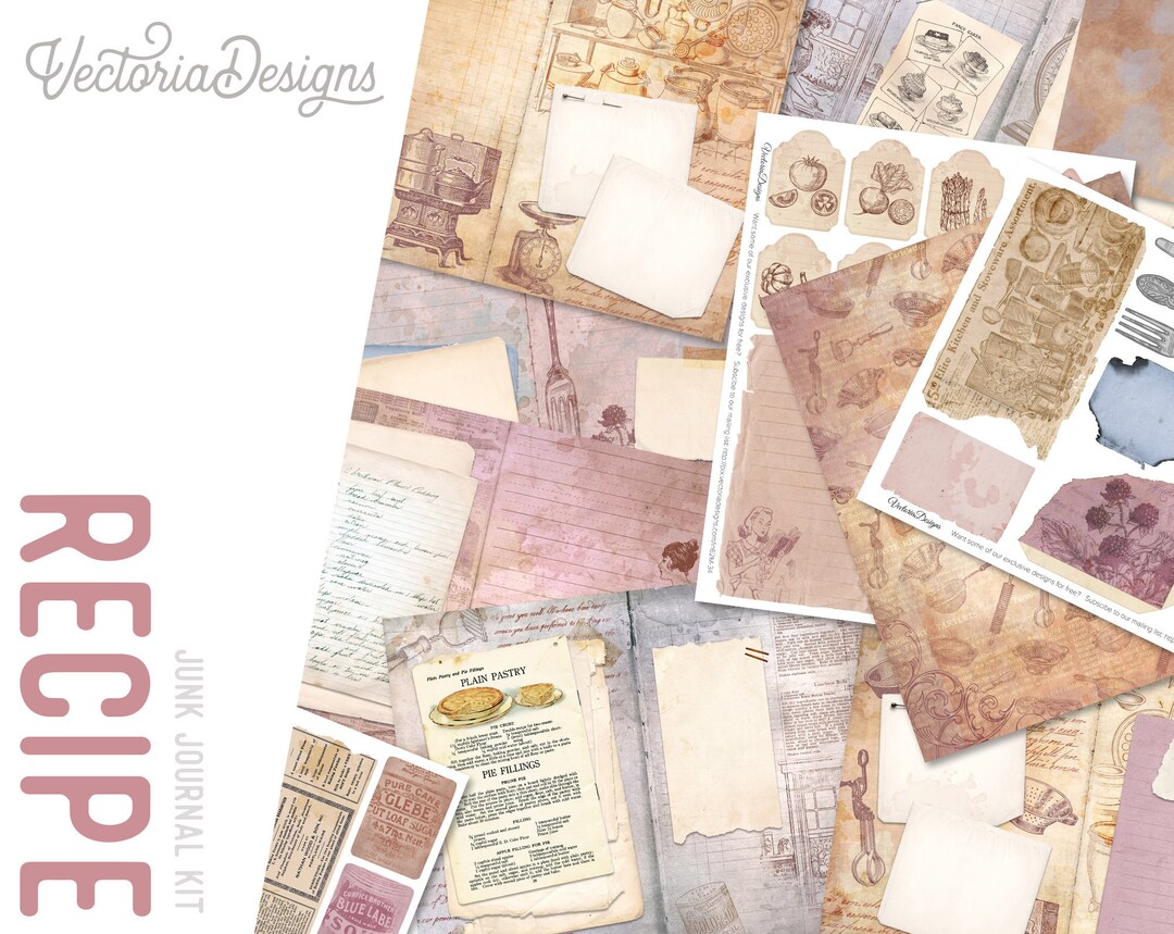 Recipe Junk Journal Kit Printable Journal Kit Junk Journal - Etsy
