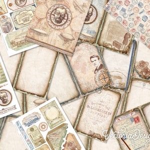 World Explorer Junk Journal Kit, Printable Embellishments, Explorer ...
