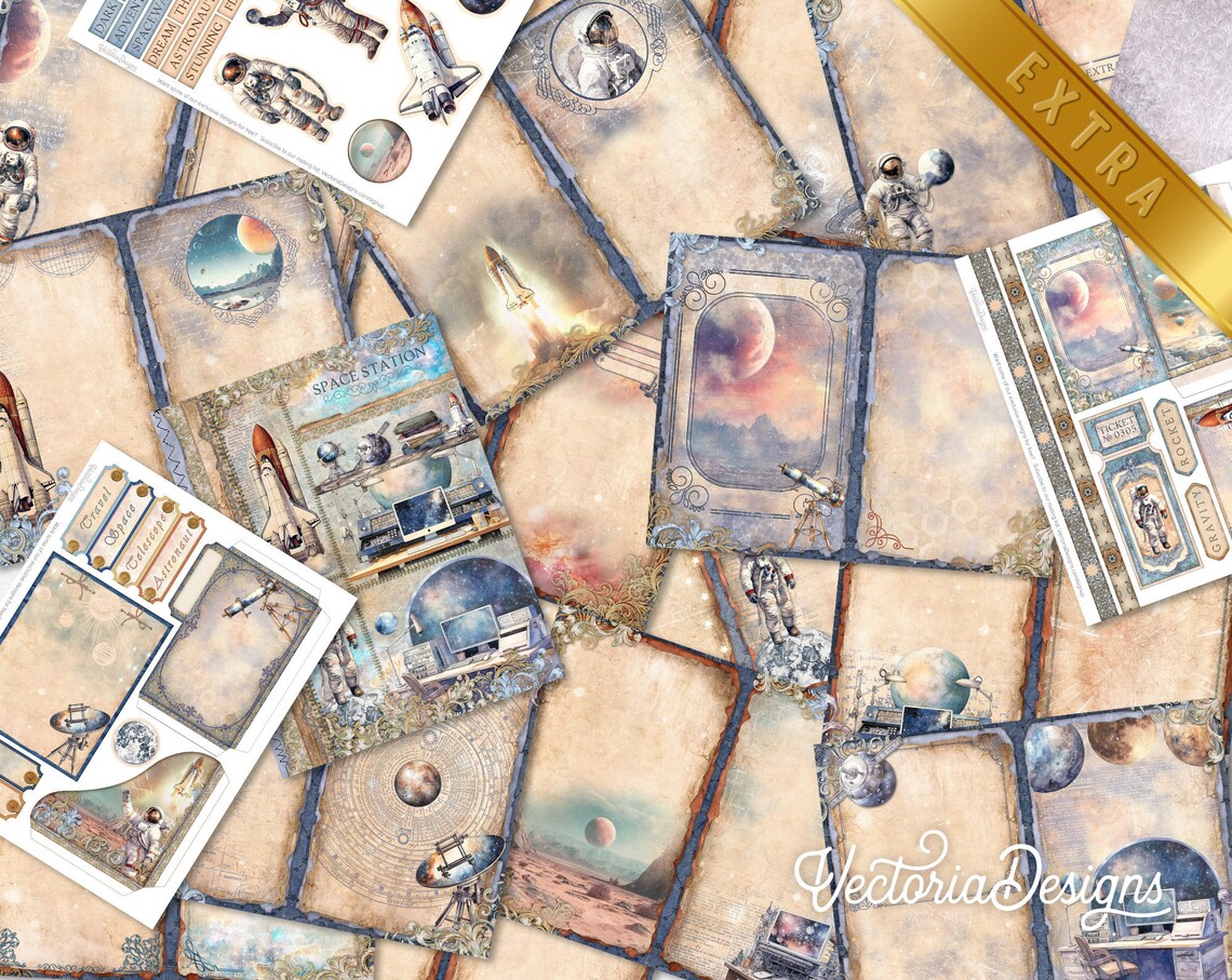 Astronomy Junk Journal Kit DELUXE, Astronomy Crafting Printables Kit ...