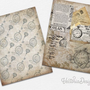 Clocks & Watches Paper Pack, Printable Paper Pack, Decorative Paper ...