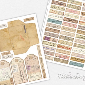 Old Books & Papers Embellishment Sheets, Junk Journal Printable ...