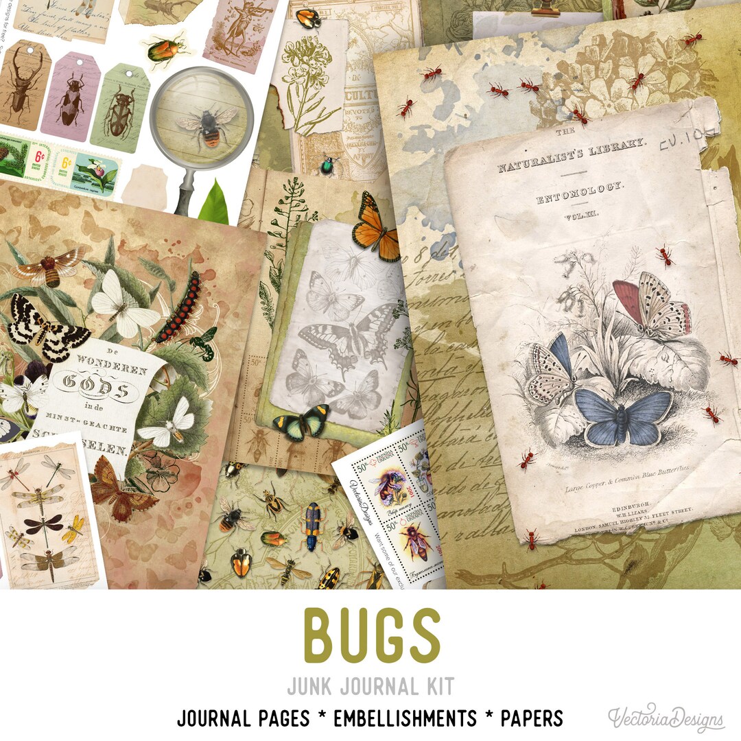 Bugs Large Junk Journal Kit, Digital Junk Journal Kit, Insects Junk ...