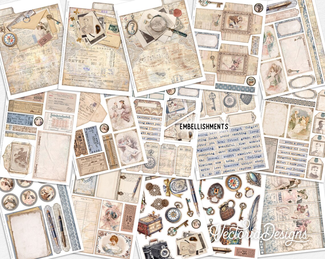 Secret Scribbles Junk Journal Kit, Printable (pages, Papers and ...