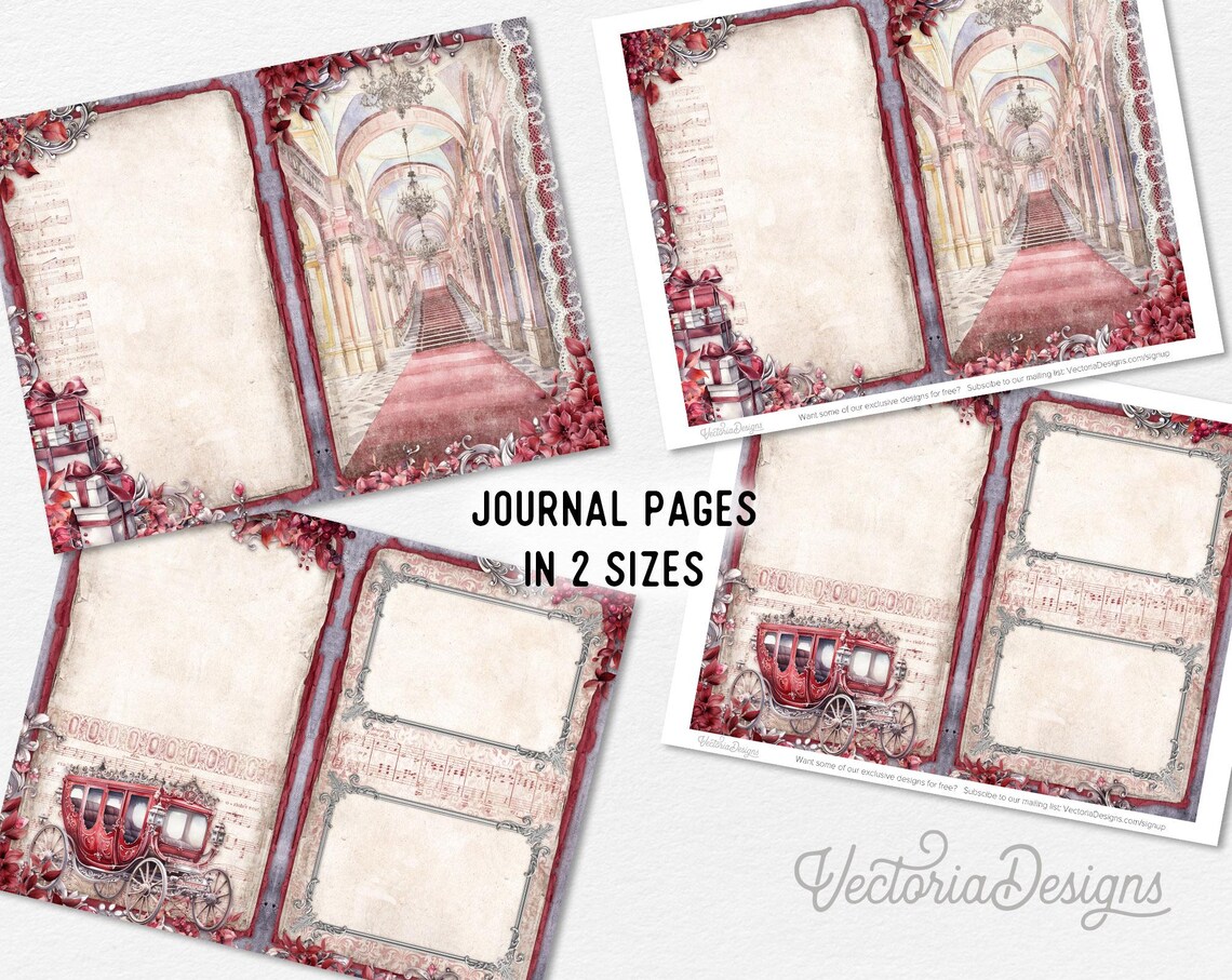 Deep Red & Silver Junk Journal Kit, Red Silver Junk Journal Kit Silver ...