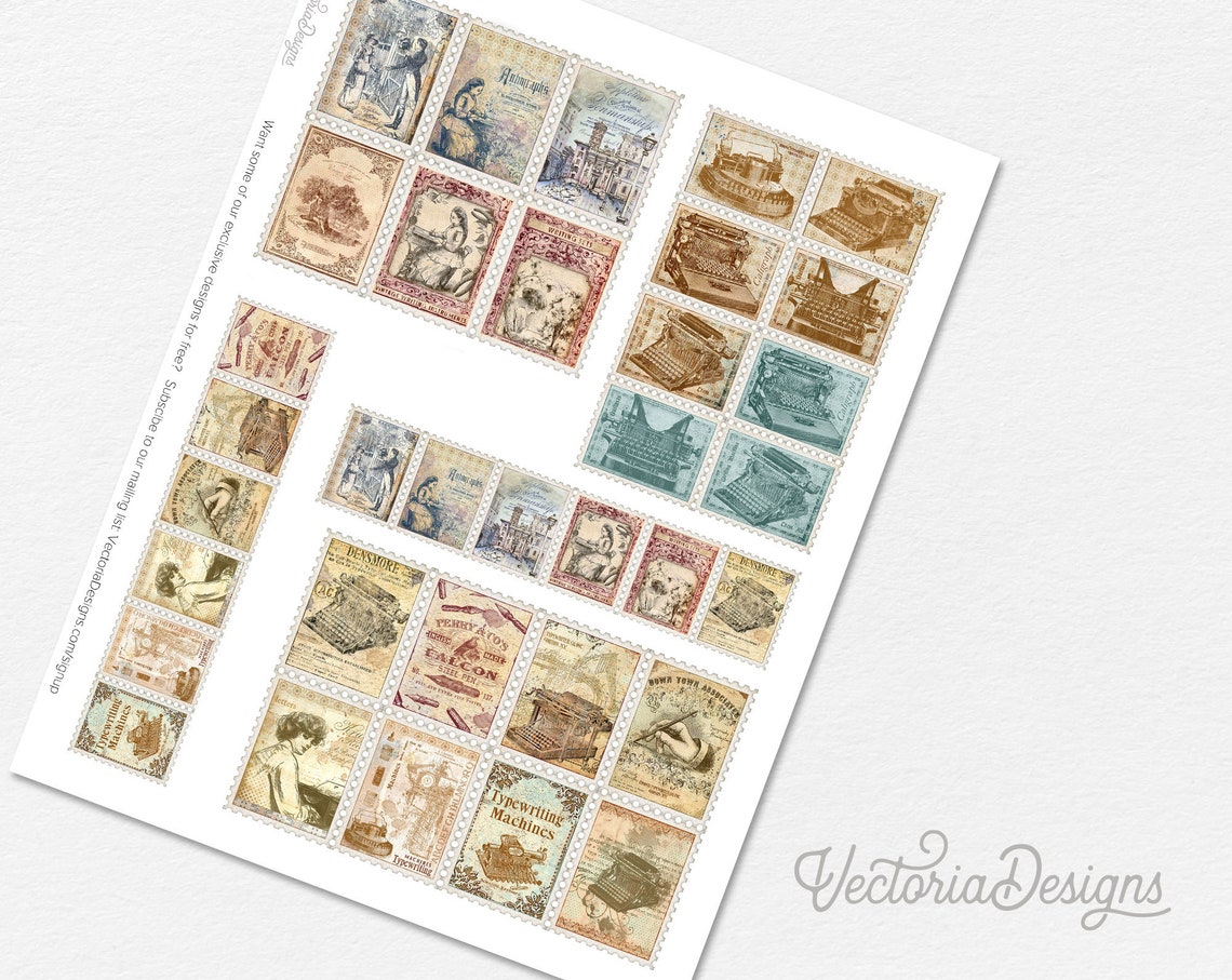 Writing Postage Stamps Printable Stamps Typewriter Stamps - Etsy