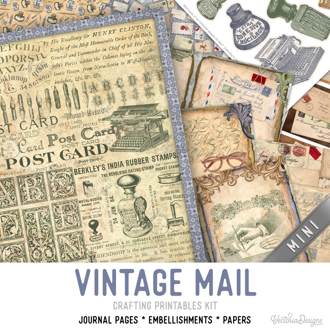 Vintage Mail Crafting Printables Kit MINI, Vintage Post Junk Journal ...