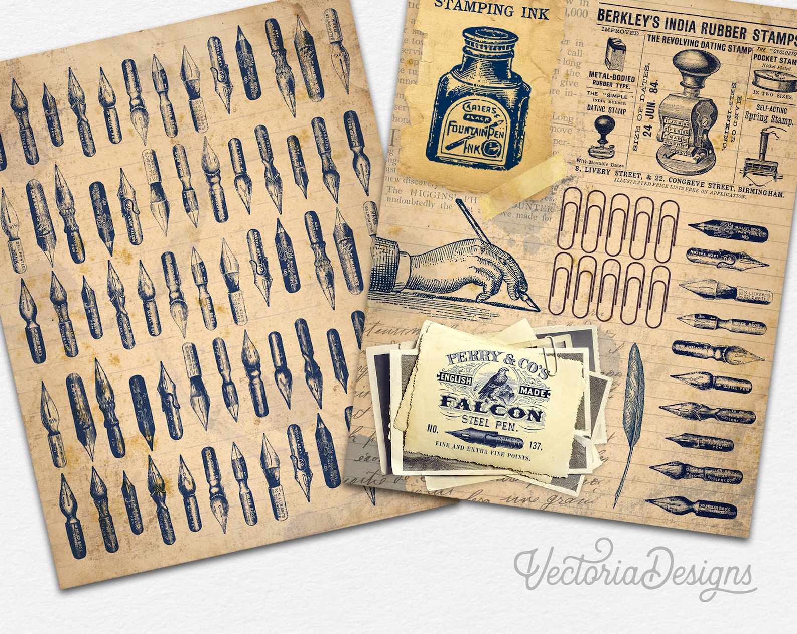 Vintage Office Paper Pack, Printable Paper Pack, Office Stationery ...