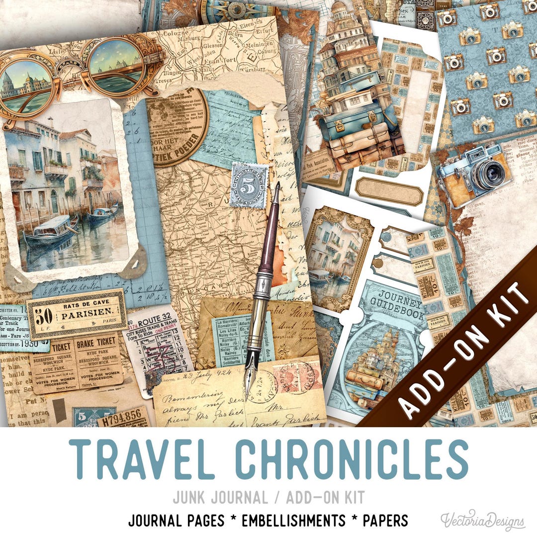 Travel Chronicles Junk Journal Kit ADD-ON, Printable Craft Kit With ...
