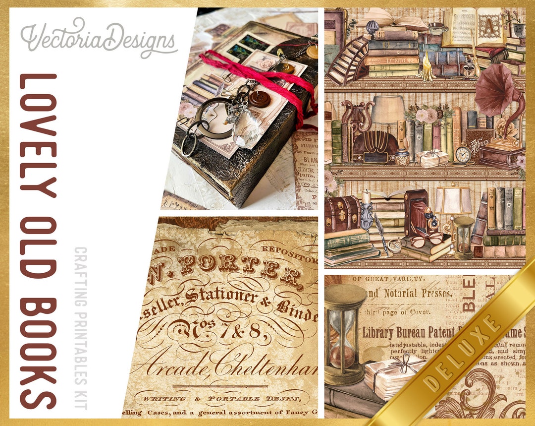Lovely Old Books DELUXE Crafting Printables Kit Vintage Junk - Etsy