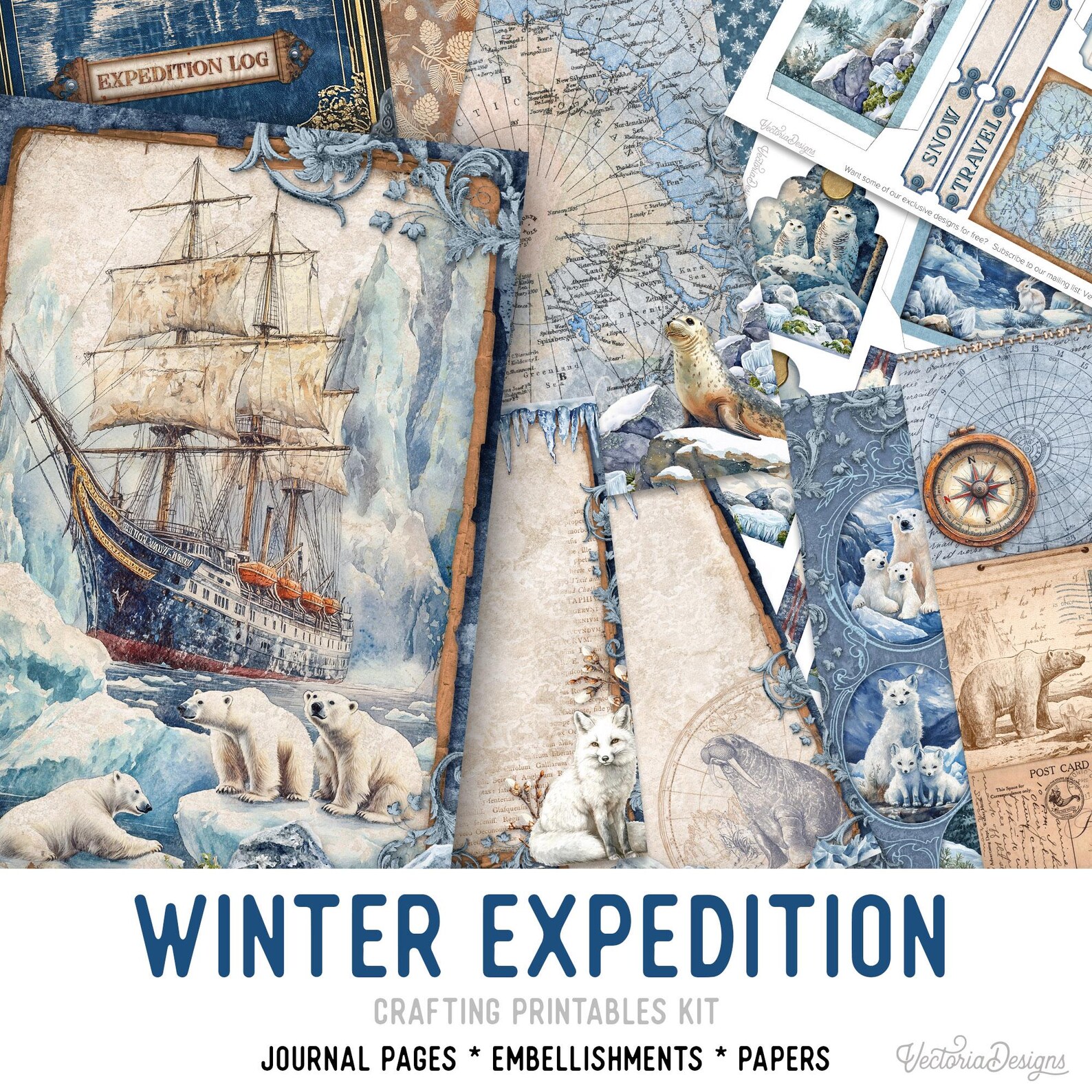Winter Expedition Junk Journal Kit (standard) - 003789 - Etsy