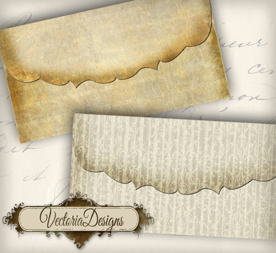 Five Shabby Envelopes Digital Envelopes Printable Envelopes - Etsy