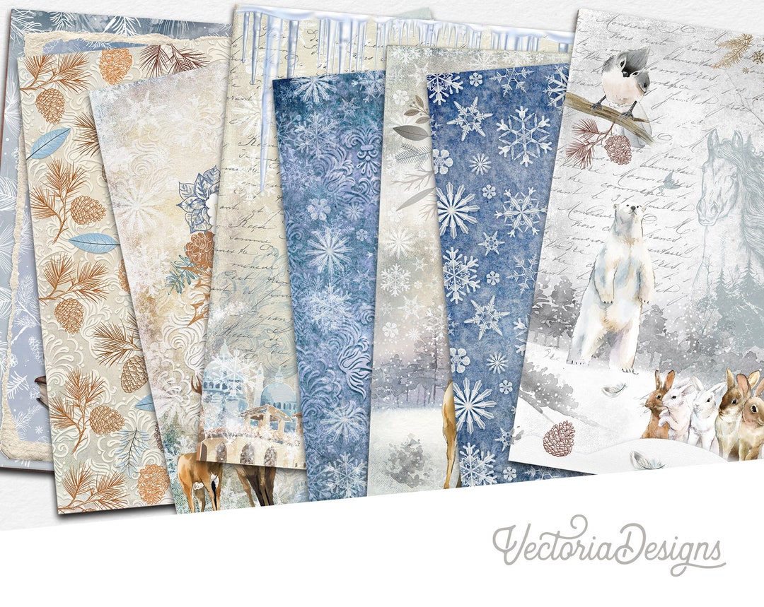 Snow Digital Paper Pack, Winter Paper Pack, Holiday Paper Pack ...