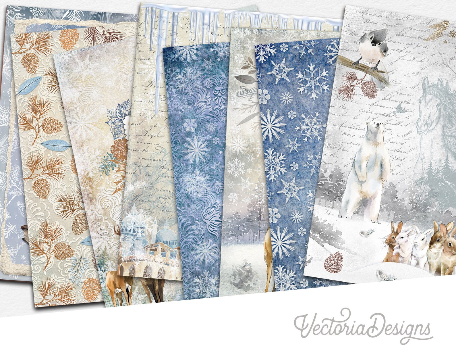 Snow Digital Paper Pack Winter Paper Pack Holiday Paper - Etsy