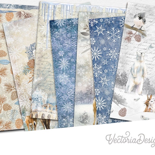 Snow Digital Paper Pack Winter Paper Pack Holiday Paper - Etsy