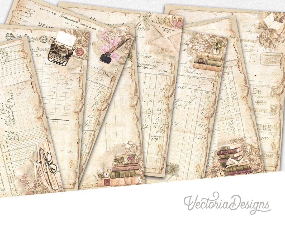 Office Memories Ephemera Paper Pack, Printable Paper Pack, Digital ...