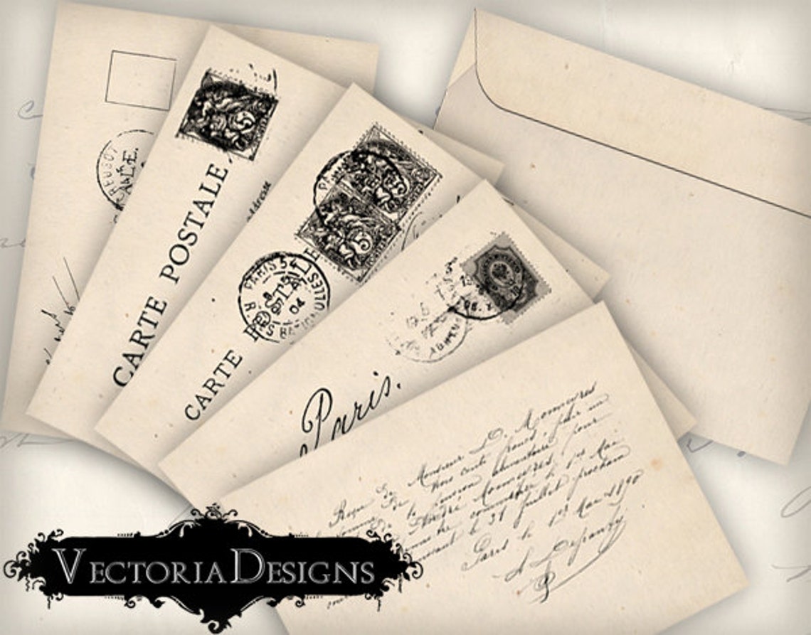 Printable Envelopes Postcard Envelopes Shabby Elegant | Etsy