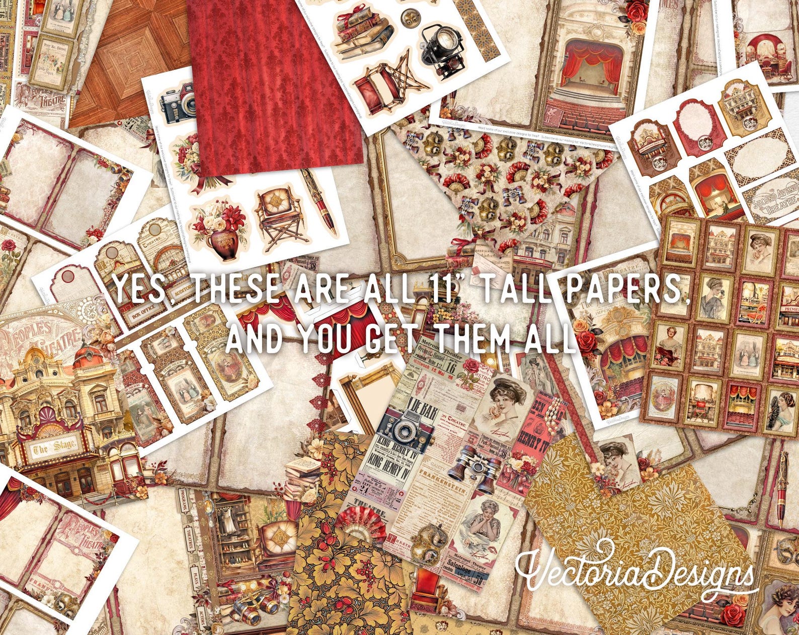 Vintage Theatre Junk Journal Kit DELUXE, Theatre Crafting Printables ...