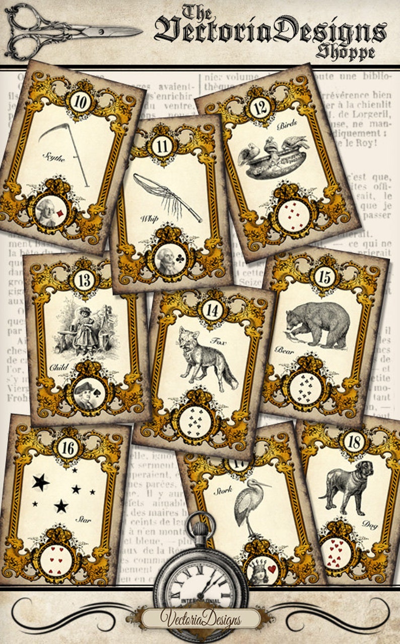 Lenormand Cards Tarot Cards Printable Tarot Set Digital | Etsy