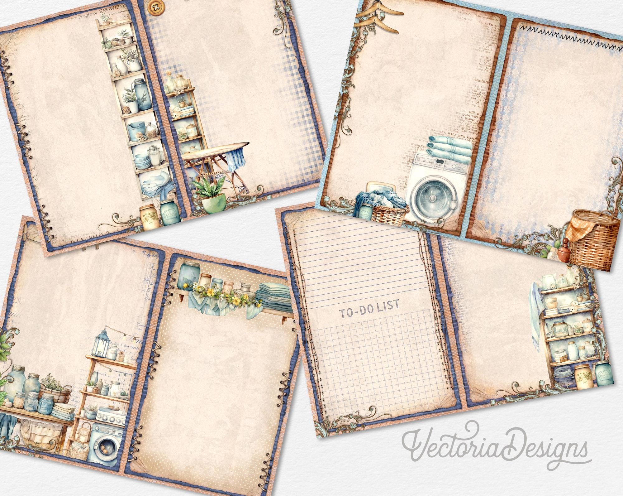 Laundry Room Junk Journal Kit, Printable Junk Journal Kit Laundry ...