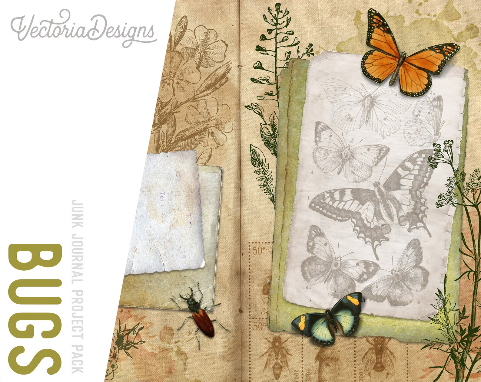 Bugs Large Junk Journal Kit Digital Junk Journal Kit Insects | Etsy