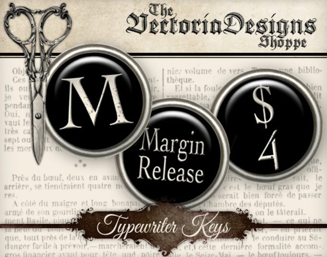 Black Typewriter Keys - 1 Inch / 18mm / 16 Mm / 14mm / 0.5 Inch ...