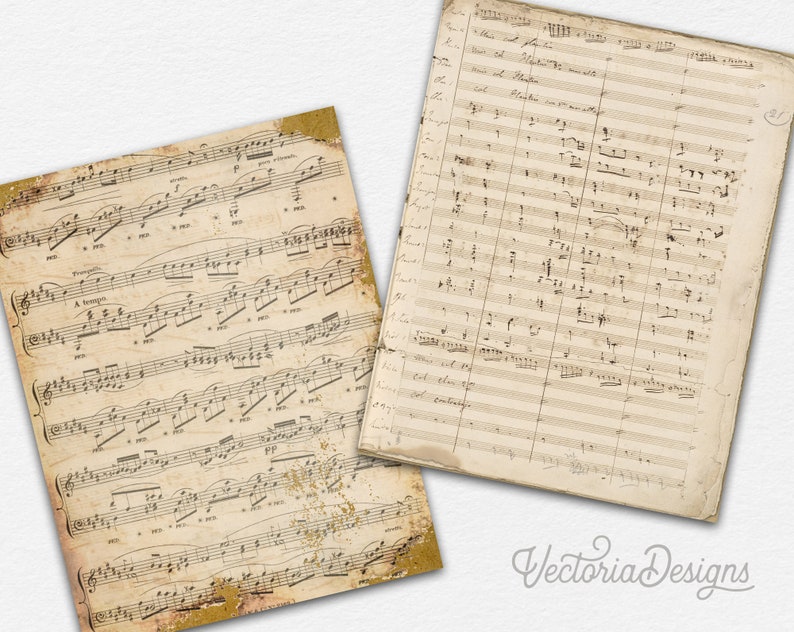 Digital Paper Shabby Sheet Music Papers Scrapbook Paper - Etsy UK