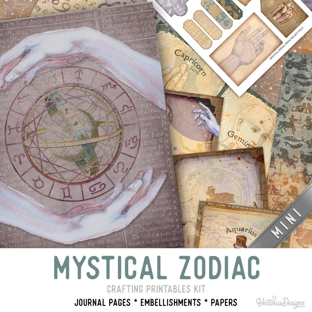 Mystical Zodiac MINI Crafting Printables Kit Astrology Junk Journal ...