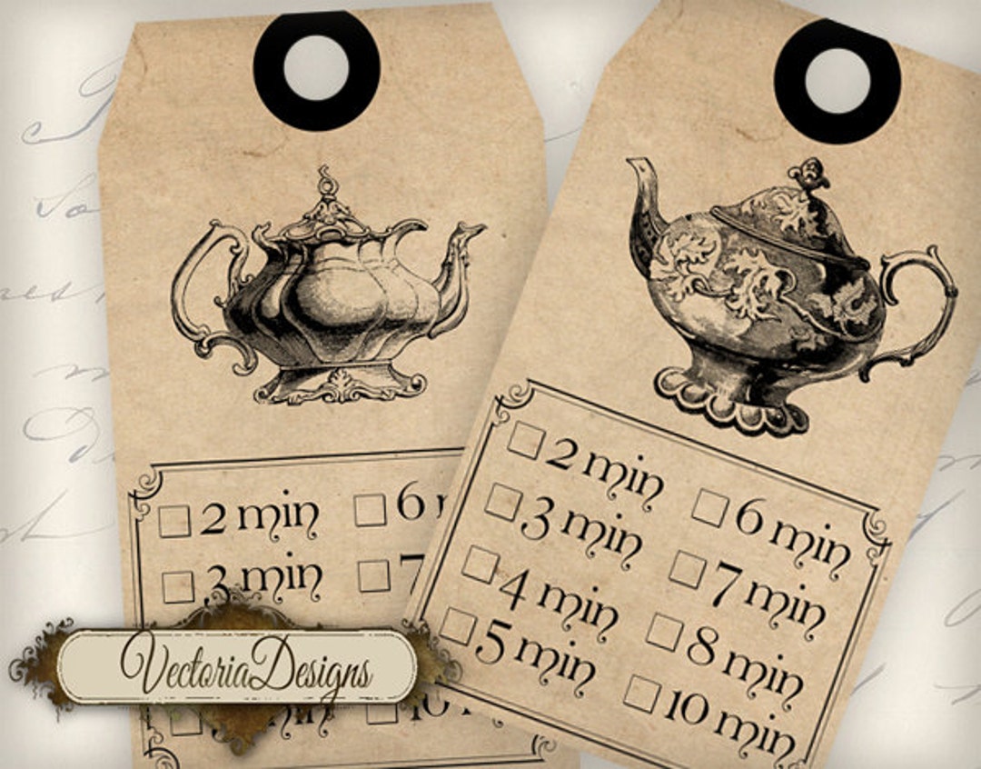 Tea Timing Tags Printable Gift Tags Instant Download Digital Collage ...