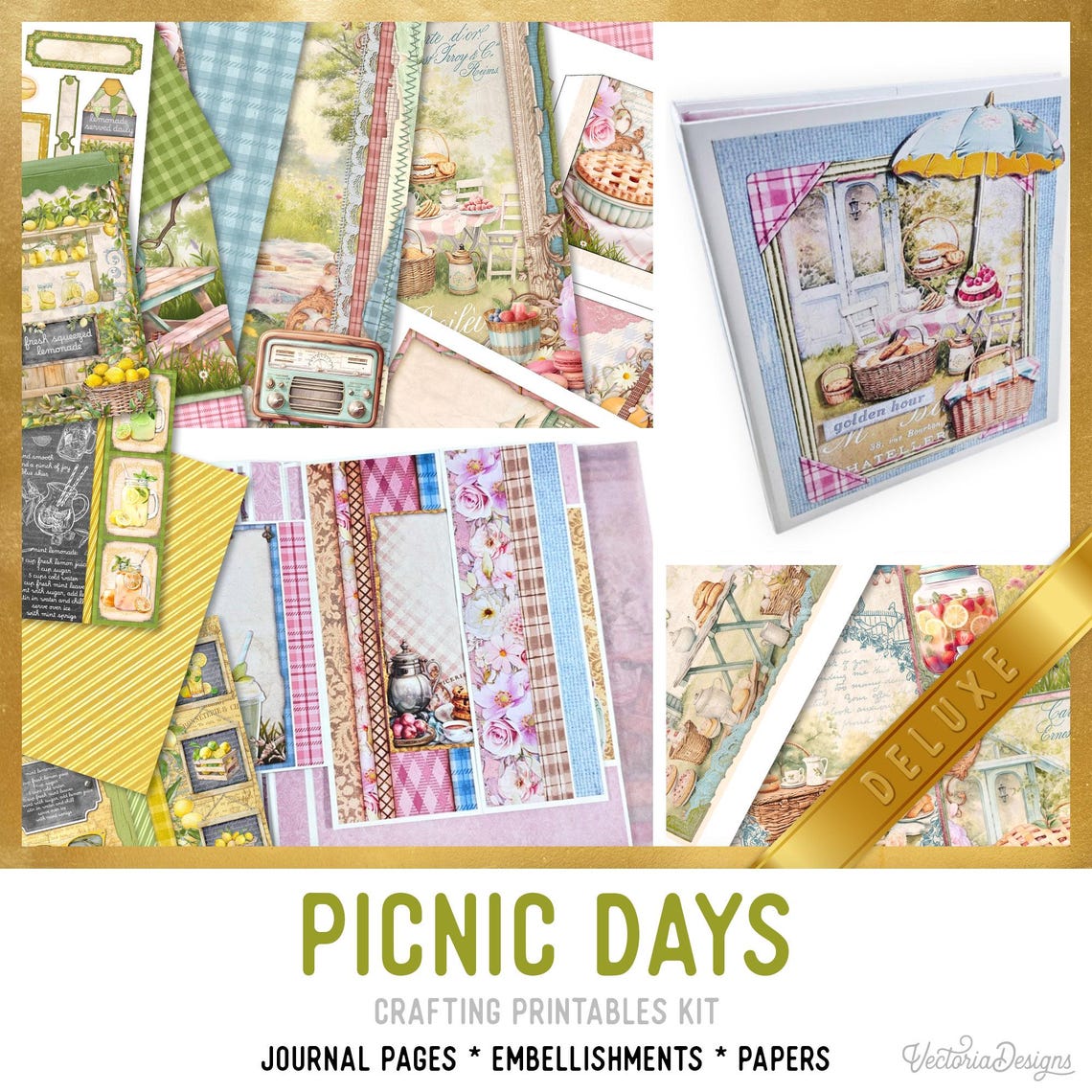 Picnic Days Junk Journal Kit DELUXE - Printable Pages, Papers and ...