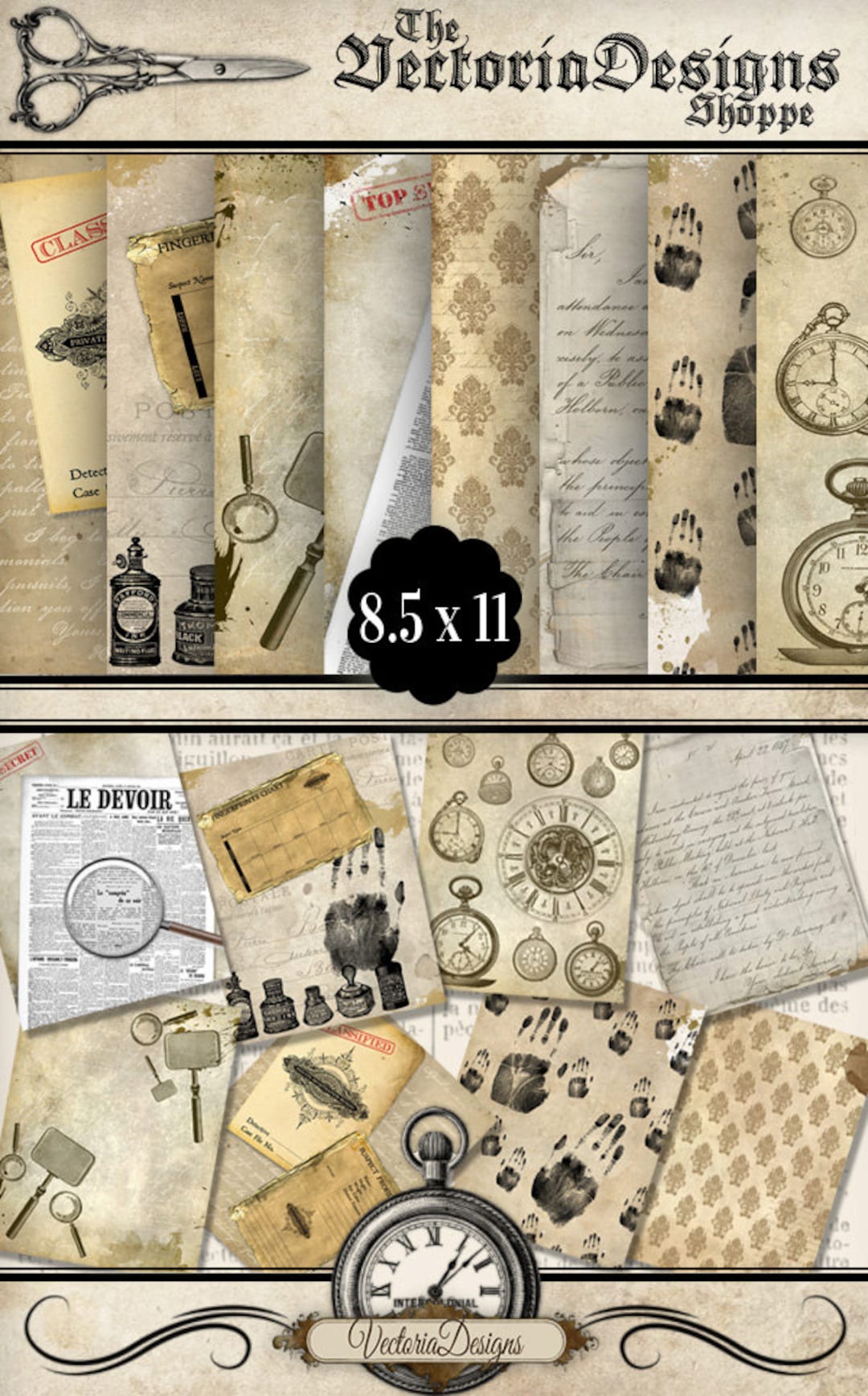 Detective Paper Pack 8.5 X 11 Inch Printable Paper Crafting ...