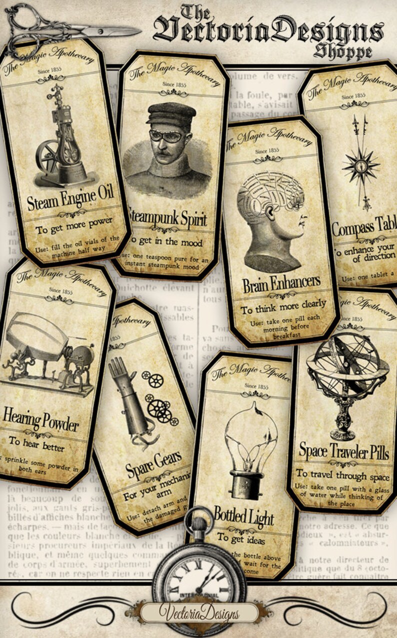 Halloween Apothecary Labels, Steampunk Labels, Halloween Printable ...