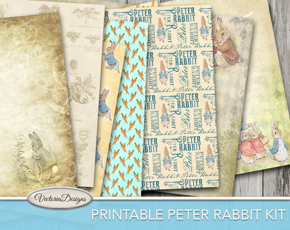 Peter Rabbit Kit, Digital Paper Kit, Junk Journal Kit, Digital Download ...