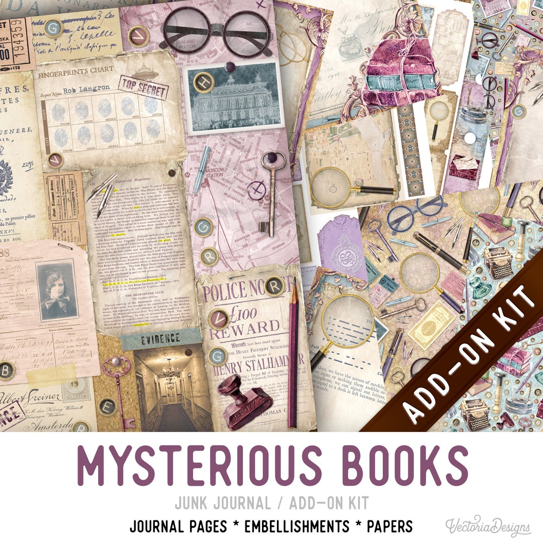 Mysterious Books Junk Journal Kit ADD-ON, Printable Junk Journal Pages ...