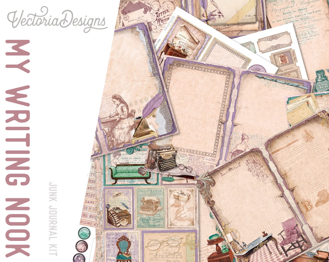 My Writing Nook Junk Journal Kit, Writing Embellishments, Writer ...