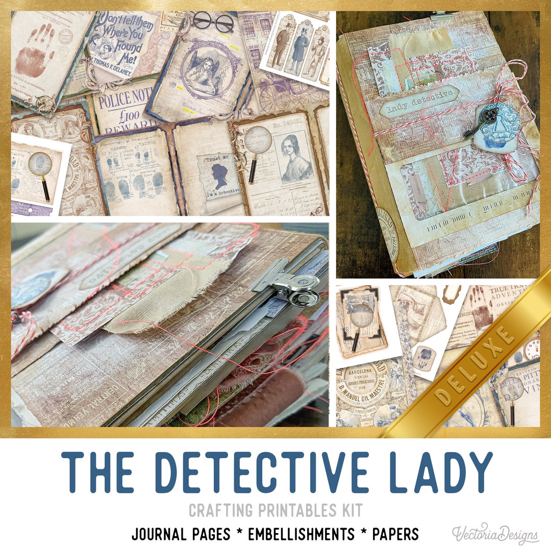 Detective Lady DELUXE Crafting Printables Kit, Vintage Junk Journal ...