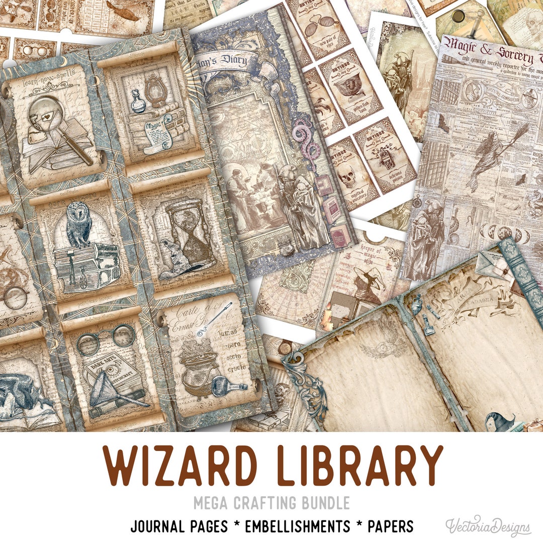 Wizard Library MEGA Crafting Bundle, Wizard Printables, Halloween Craft ...