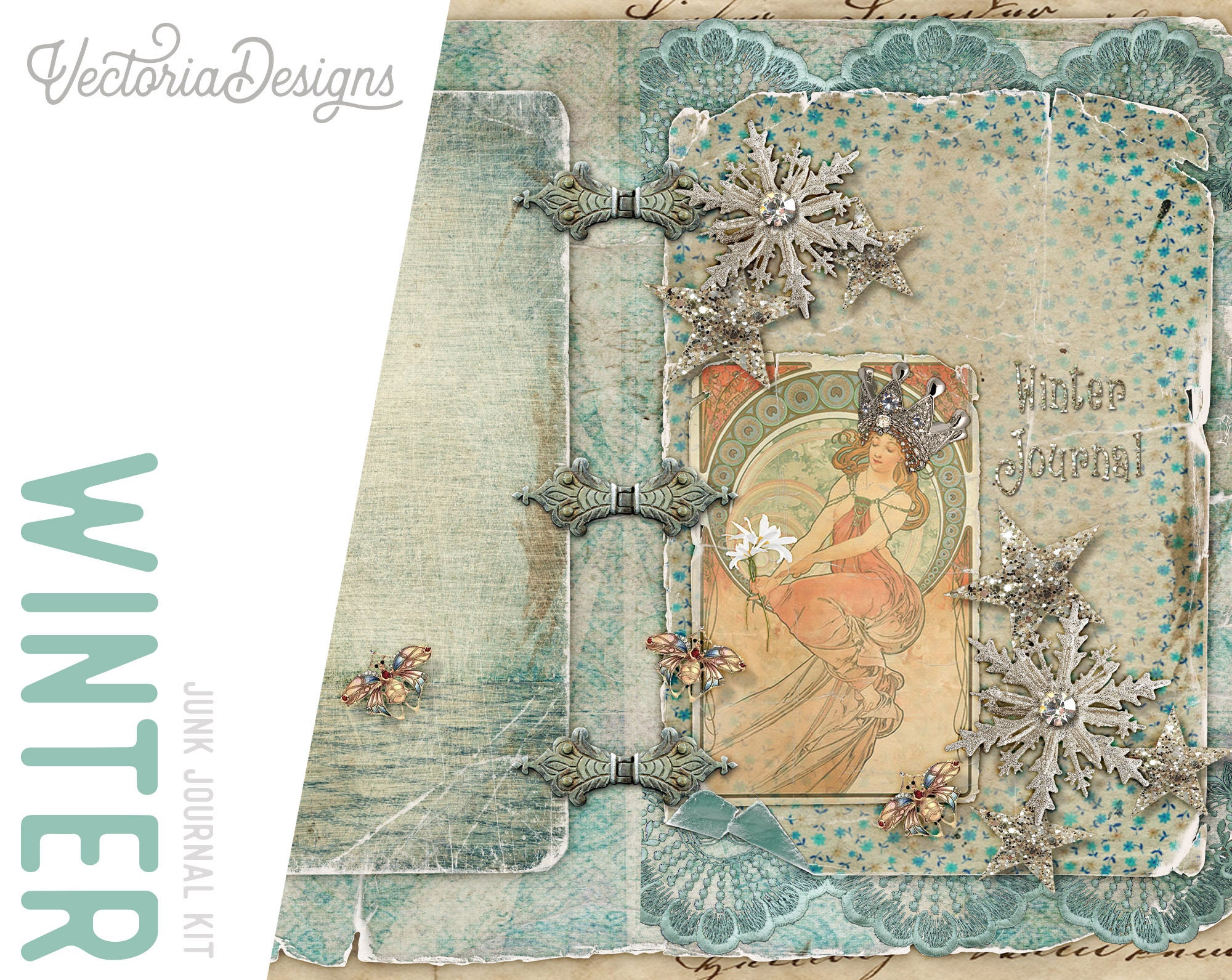 Winter Junk Journal Kit, Printable Journal, Diy Kit, Digital Paper ...