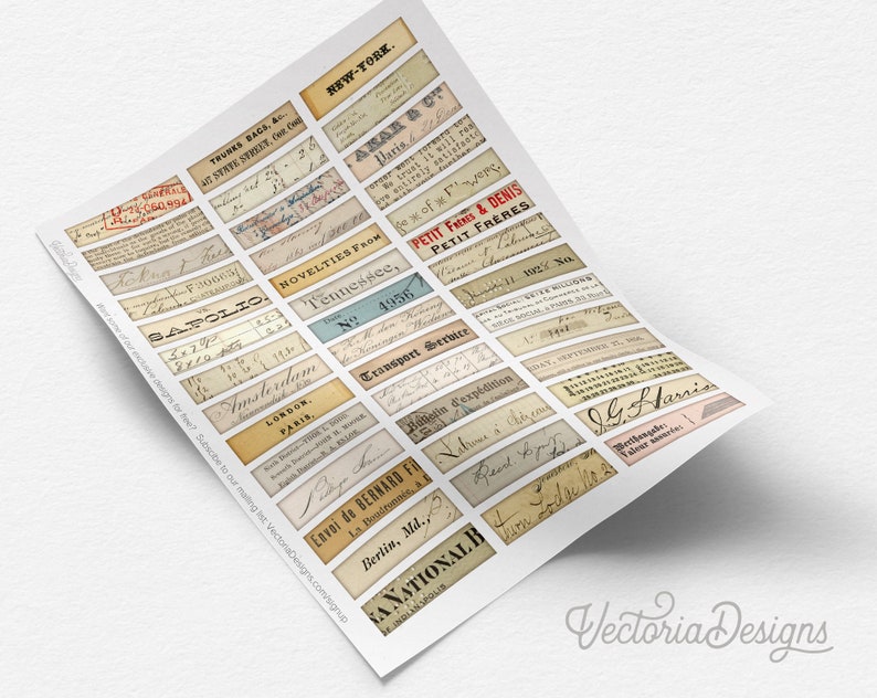Mini Ephemera Labels Pack, Printable Labels Ephemera, Mini Stencils ...