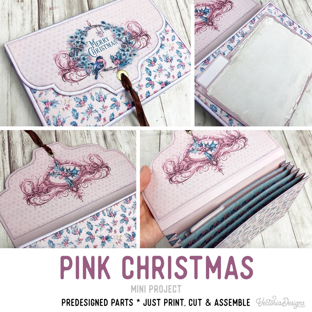 Pink Christmas Mini Accordion Folder Mini Project Christmas Accordion ...