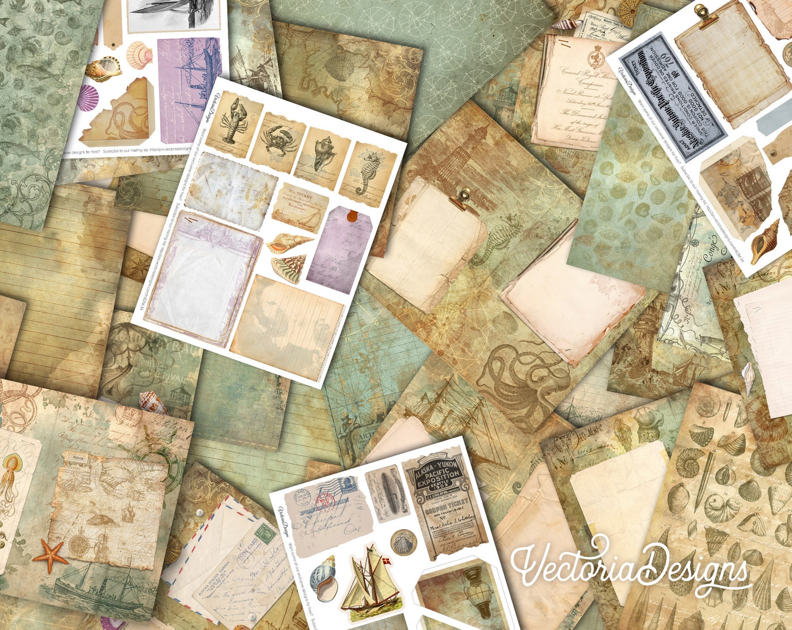 Nautical Junk Journal Kit, Printable Nautical Journal Kit, Nautical ...
