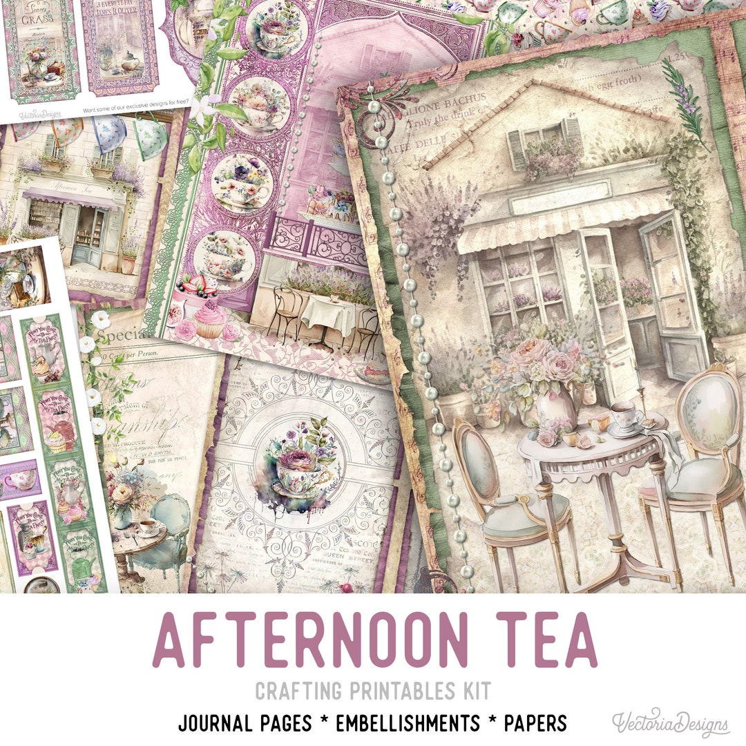 Afternoon Tea Junk Journal Kit, High Tea Crafting Printables Kit High ...