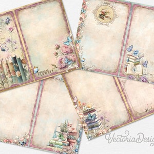 Books & Flowers Junk Journal Kit ADD-ON, Printable Craft Kit With ...