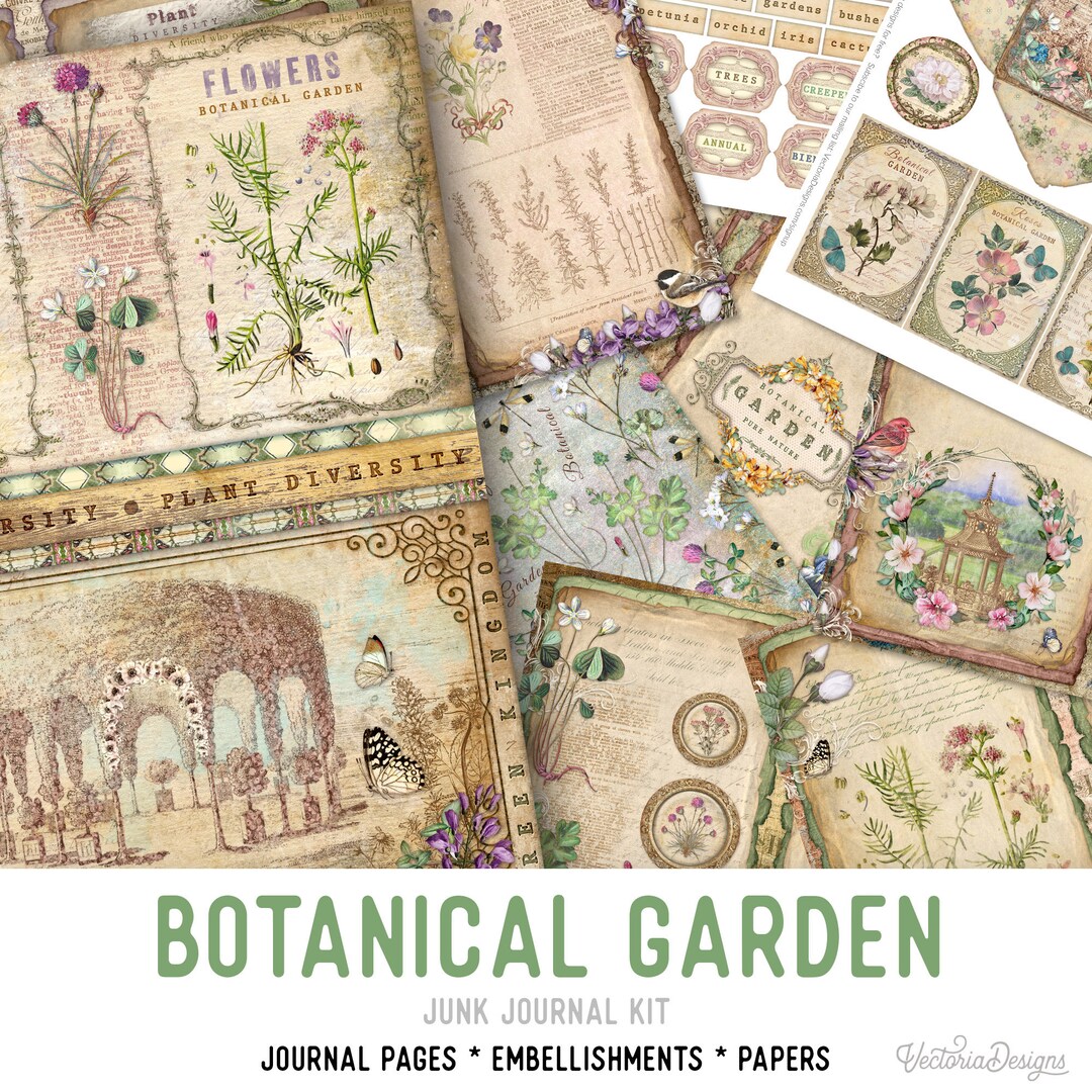 Botanical Garden Junk Journal Kit, Botanical Junk Journal Kit ...